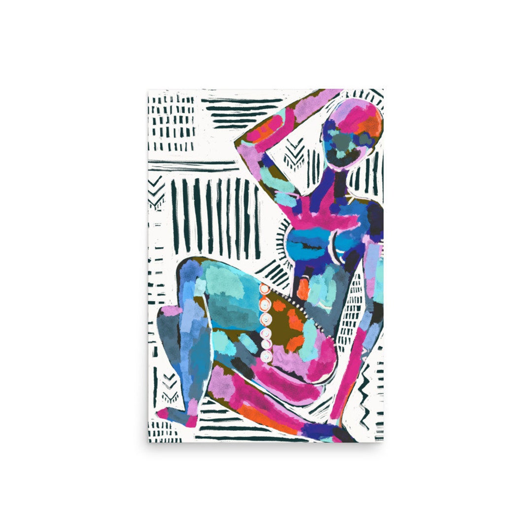 Abstract Matisse Portrait Print - Contrasting Tribal Pattern - Vibrant ...