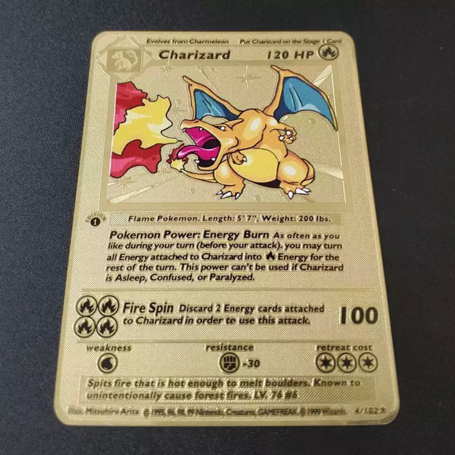 Charizard High Quality Gold Pokemon Card Etsy