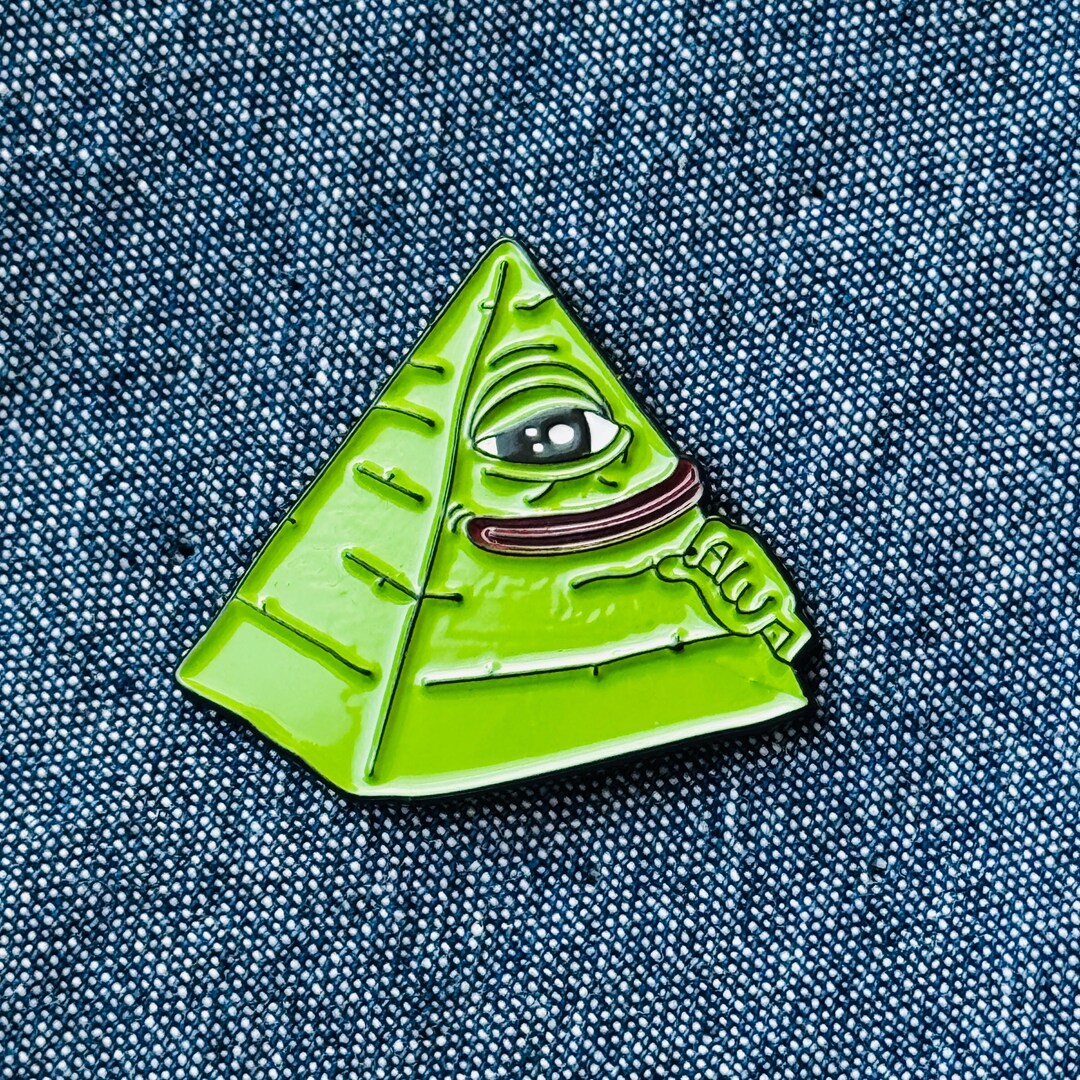 Pepe the Frog Illuminati Pyramid Meme Enamel Pin – Funny Conspiracy ...