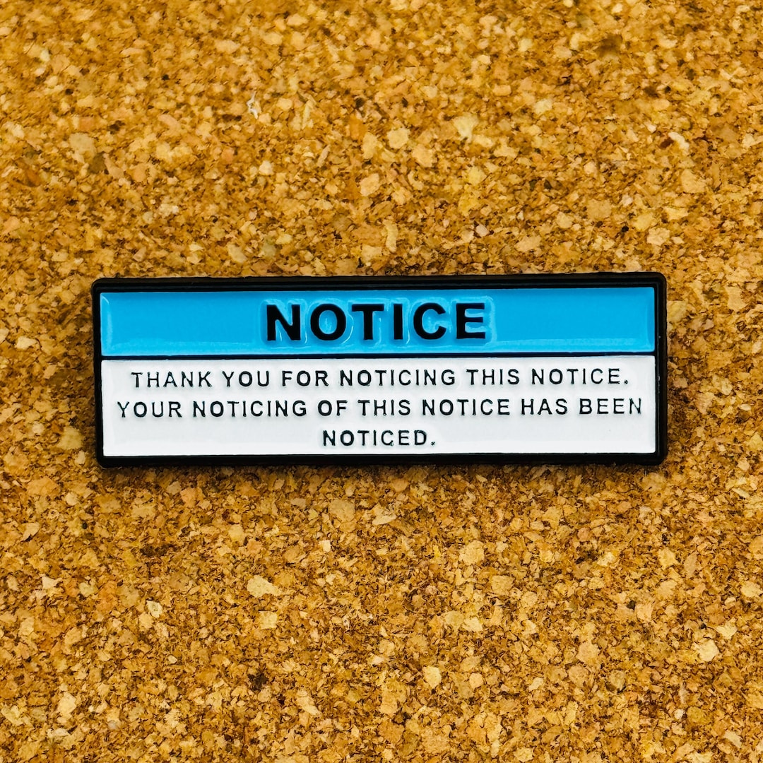 NOTICE – Your Noticing Has Been Noticed Enamel Pin - Etsy