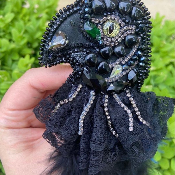 Raven Brooch - Etsy