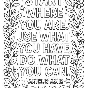 Motivational Quote Colouring Pages - Etsy