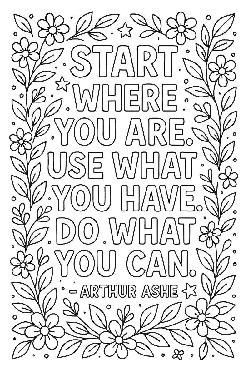 Motivational Quote Colouring Pages - Etsy