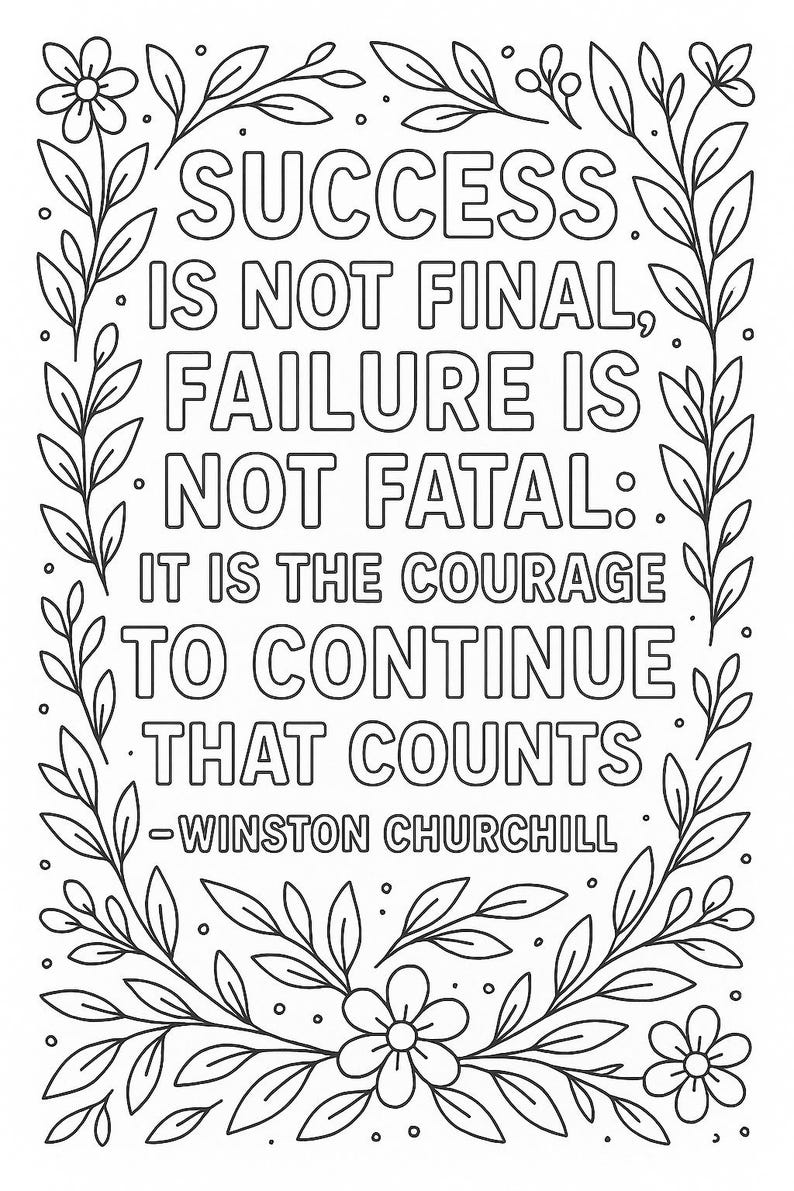 Motivational Quote Colouring Pages - Etsy