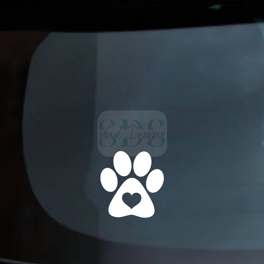 Paw Print With Heart Decal - Etsy