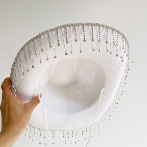 White Diamond Cowboy Hat With Double Rhinestone Band,bachelorette Bride ...