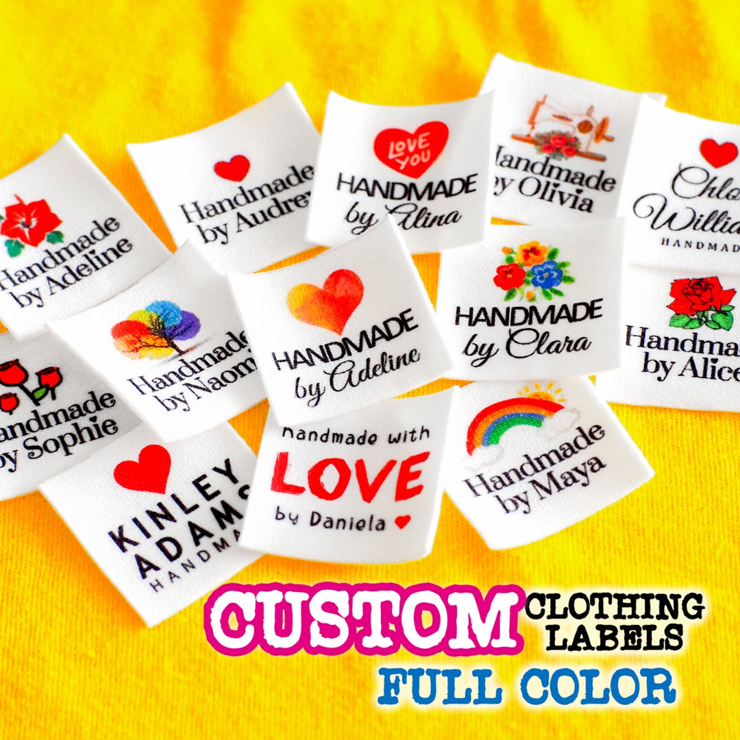 Custom Full Color Fabric Sewing Labels, Tags for Handmade Items, Color ...