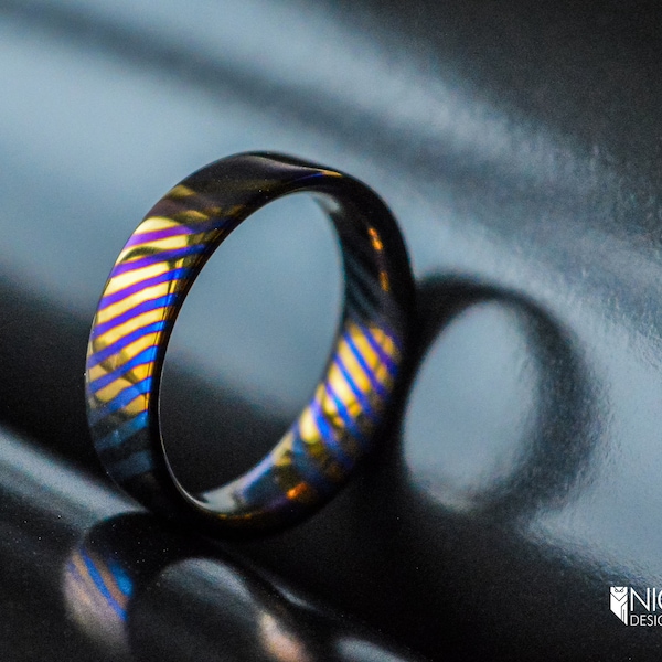 Titanium Damascus Ring - Etsy