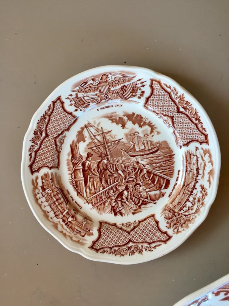 Mismatched Vintage Brown Transferware Plates, Vintage Plate Gallery ...