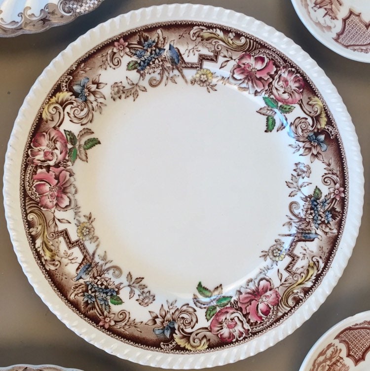 Mismatched Vintage Brown Transferware Plates Vintage Plate - Etsy