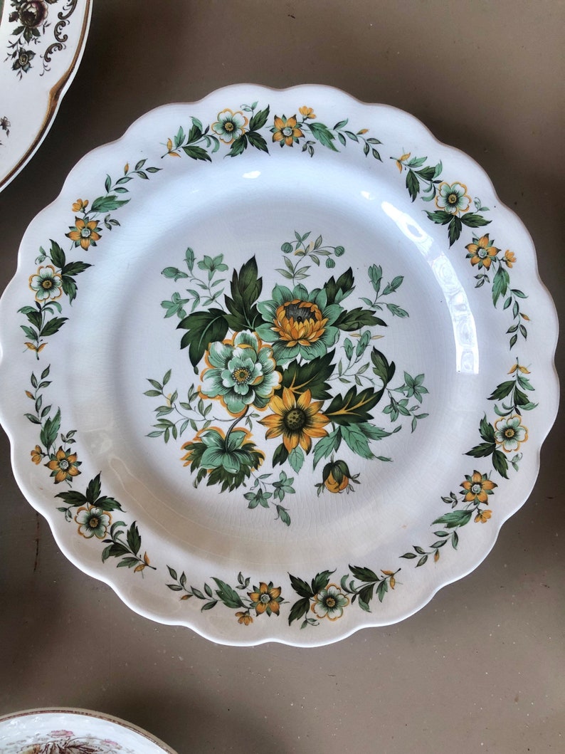 Mismatched Vintage Green Transferware Plates, Vintage Plate Gallery ...