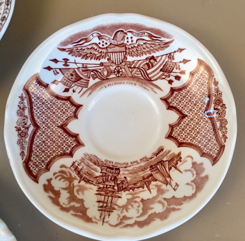 Mismatched Vintage Brown Transferware Plates Vintage Plate - Etsy