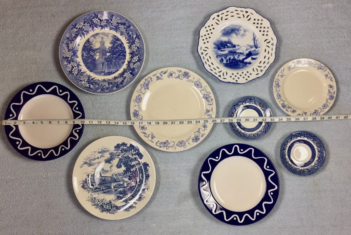 Set of Mismatched Vintage Blue Transferware Plates Vintage - Etsy