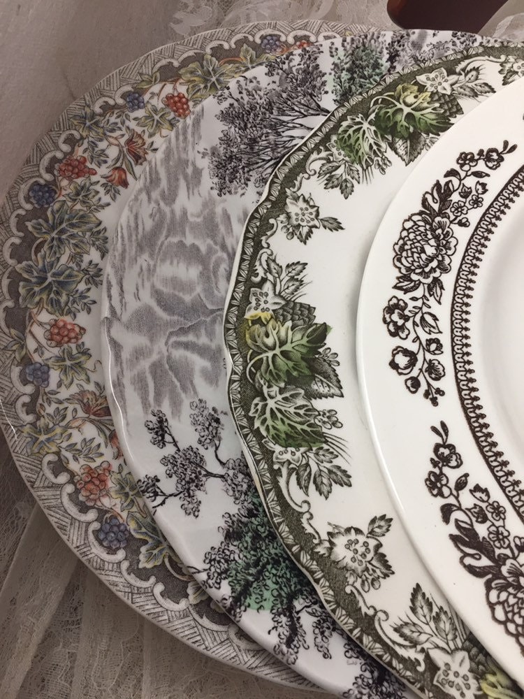 Mismatched Brown Transferware Dinner Plates Set of 4 Brown Transferware ...