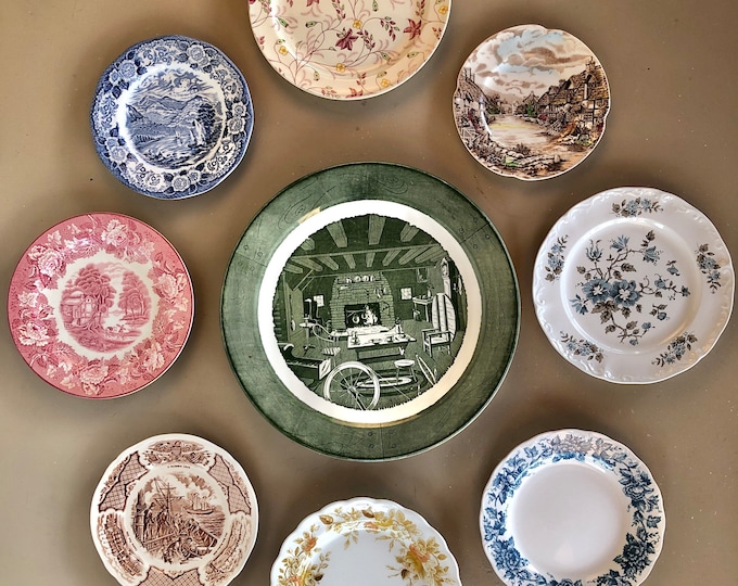 Mismatched Vintage Transferware Plates, Vintage Plate Gallery Wall ...