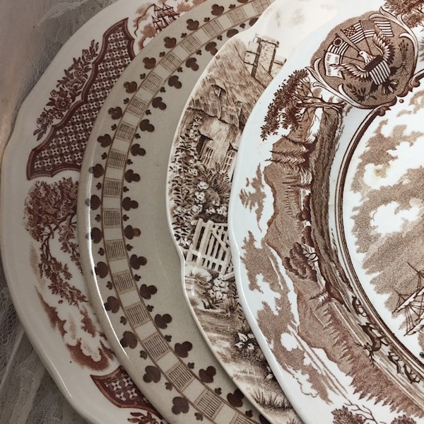 Brown Transferware - Etsy