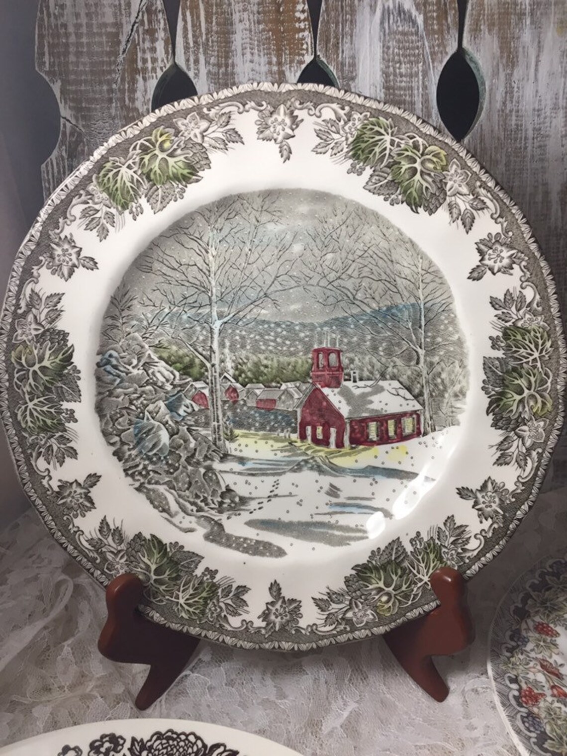 Mismatched Brown Transferware Dinner Plates Set of 4 Brown Transferware ...