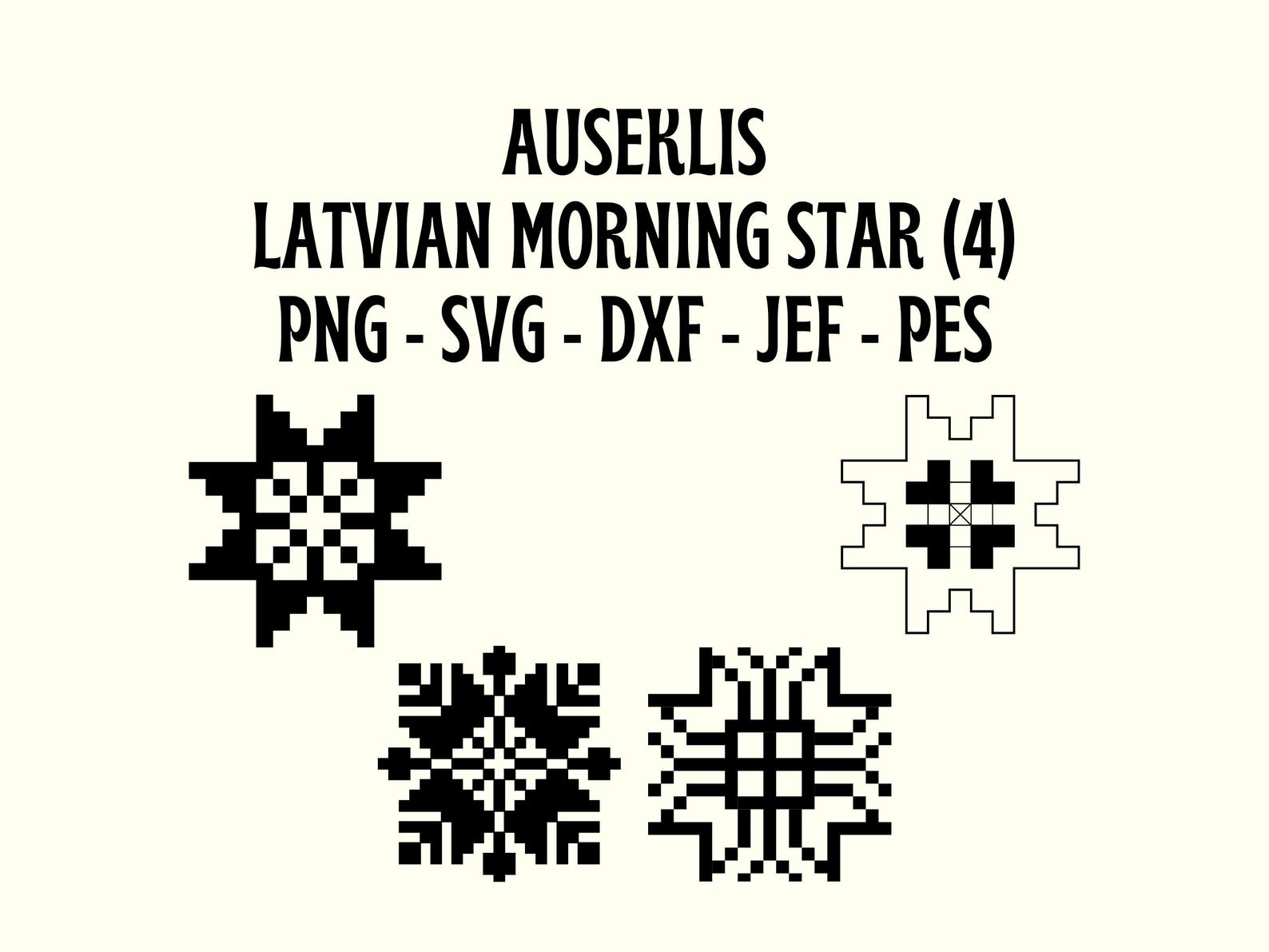 Latvian Auseklis - Set of 4 -latvian Morning Star-svg-dxf-png-jef-pes ...