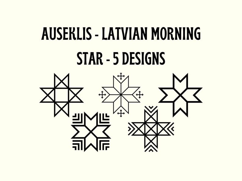 Latvian Auseklis - Set of 5 -latvian Morning Star - Māras Krusts-raksts ...