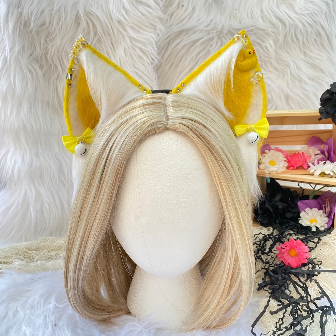 Yellow Rubber Ducky Neko Ears | Cosplay Ears | Yellow Duck Ears | Cat ...