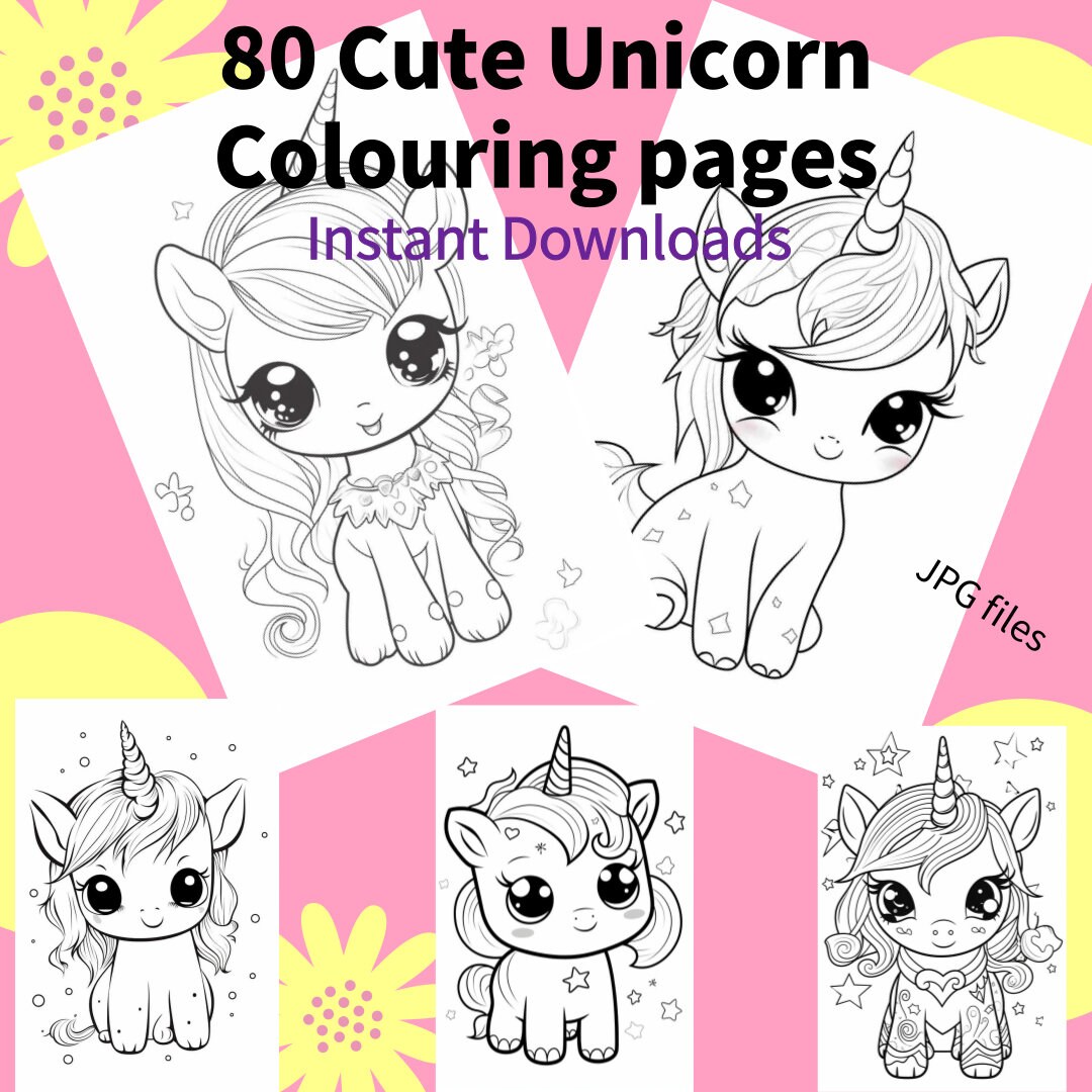Unicorn Coloring Book, New 80 Printable Cute Unicorn Coloring Pages for ...
