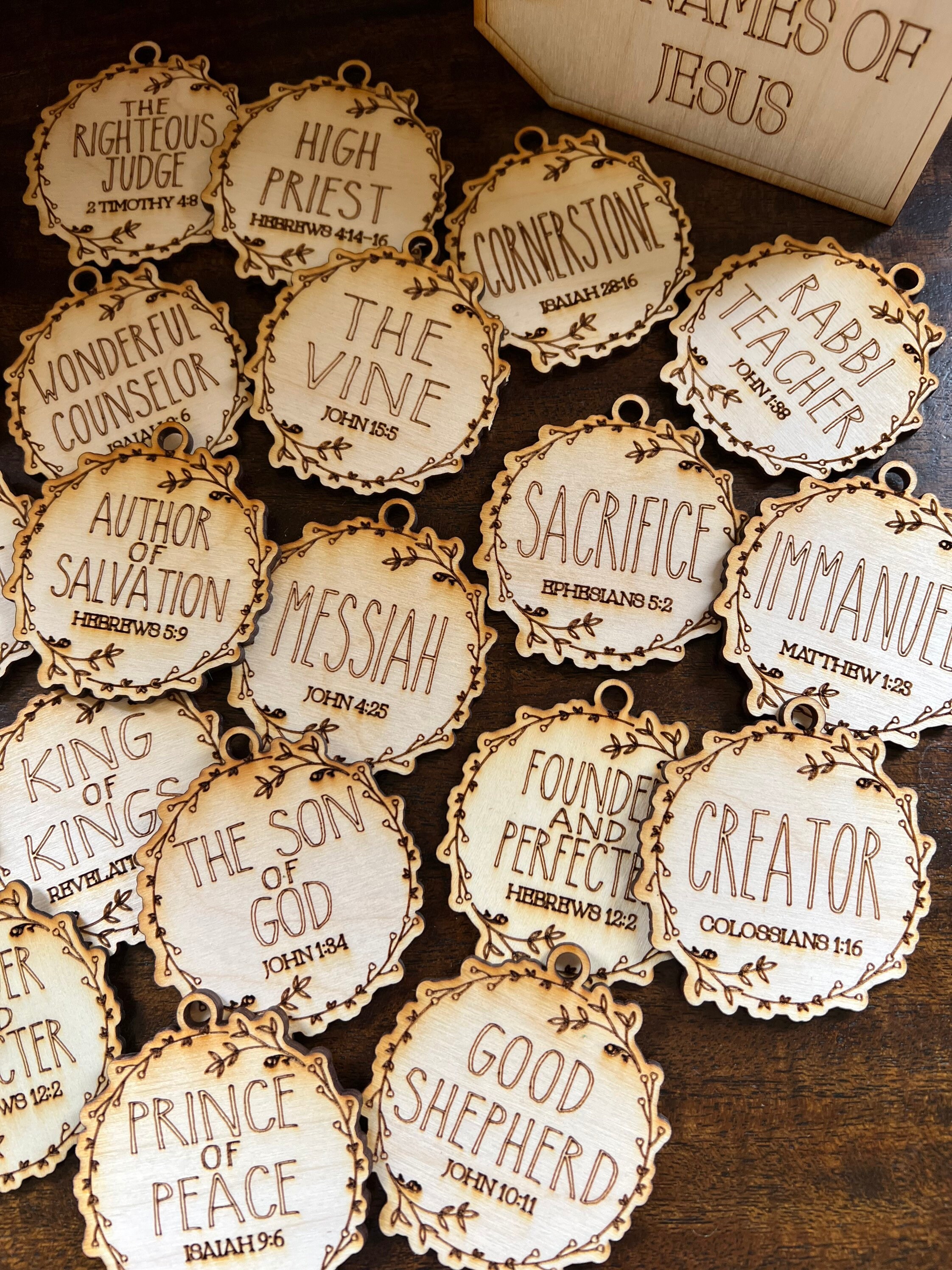 25 Names of Jesus Ornament Set, Gift Tags, Religious Ornaments ...