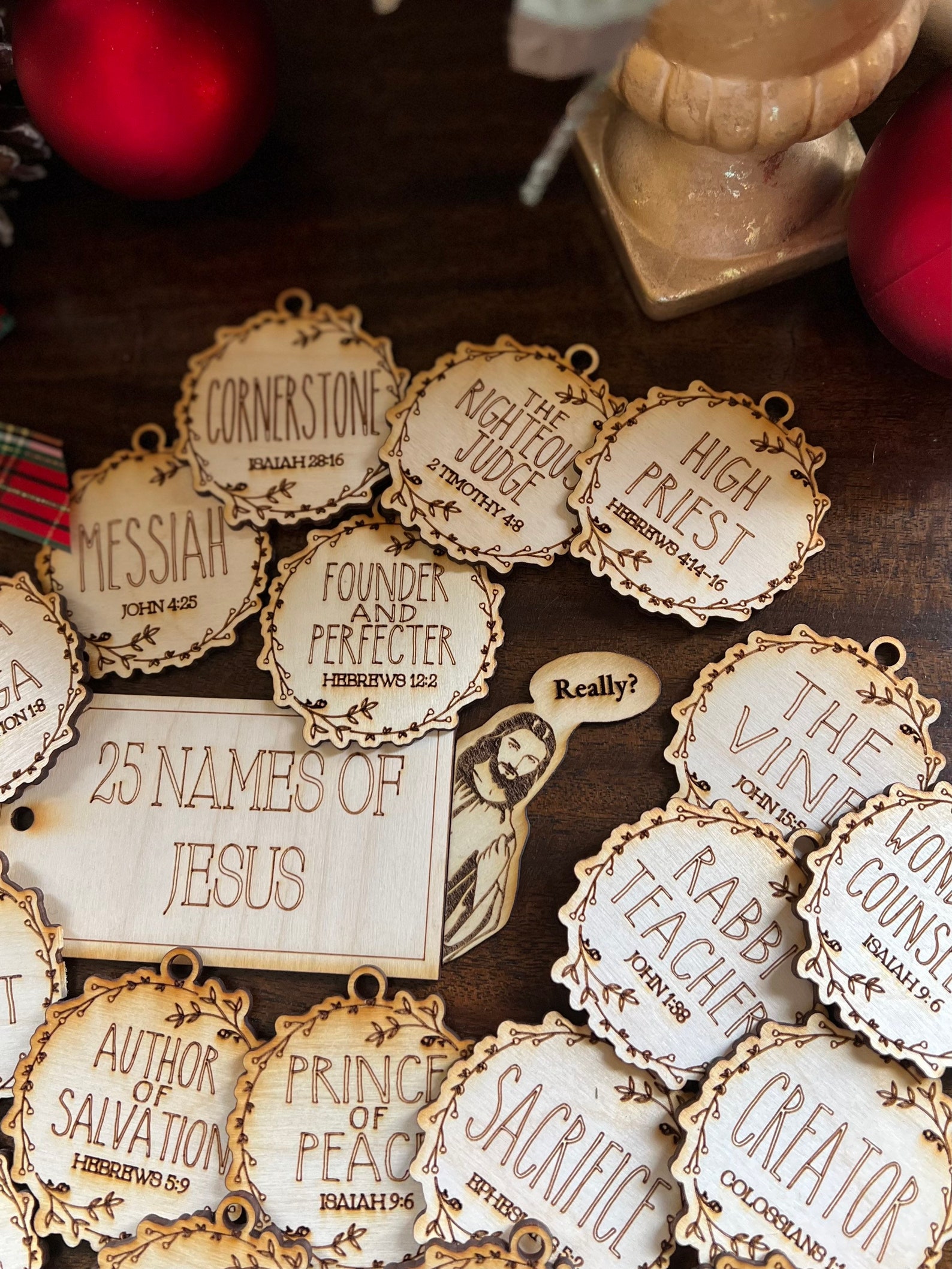 25 Names of Jesus Ornament Set, Gift Tags, Religious Ornaments ...