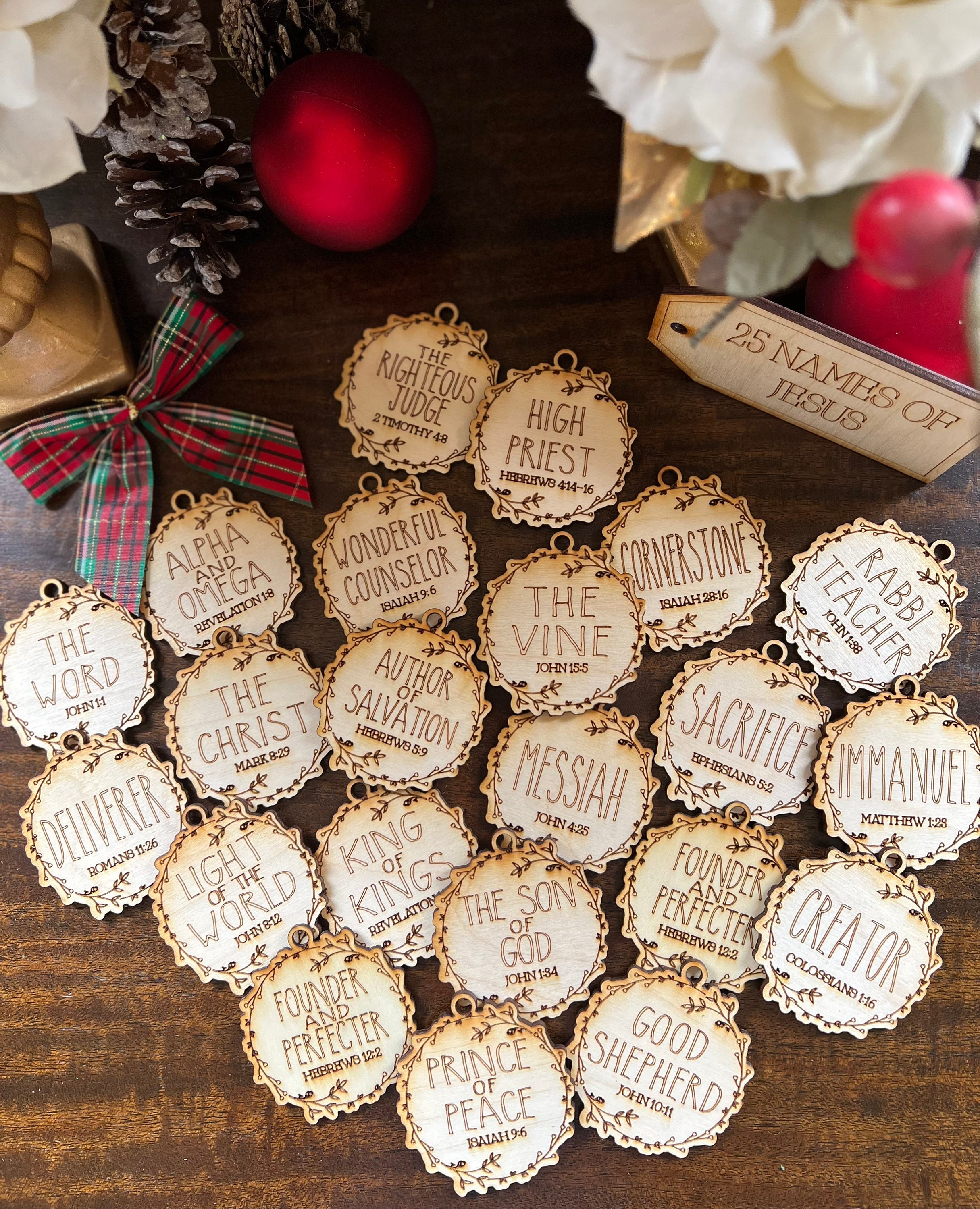 25 Names of Jesus Ornament Set, Gift Tags, Religious Ornaments ...