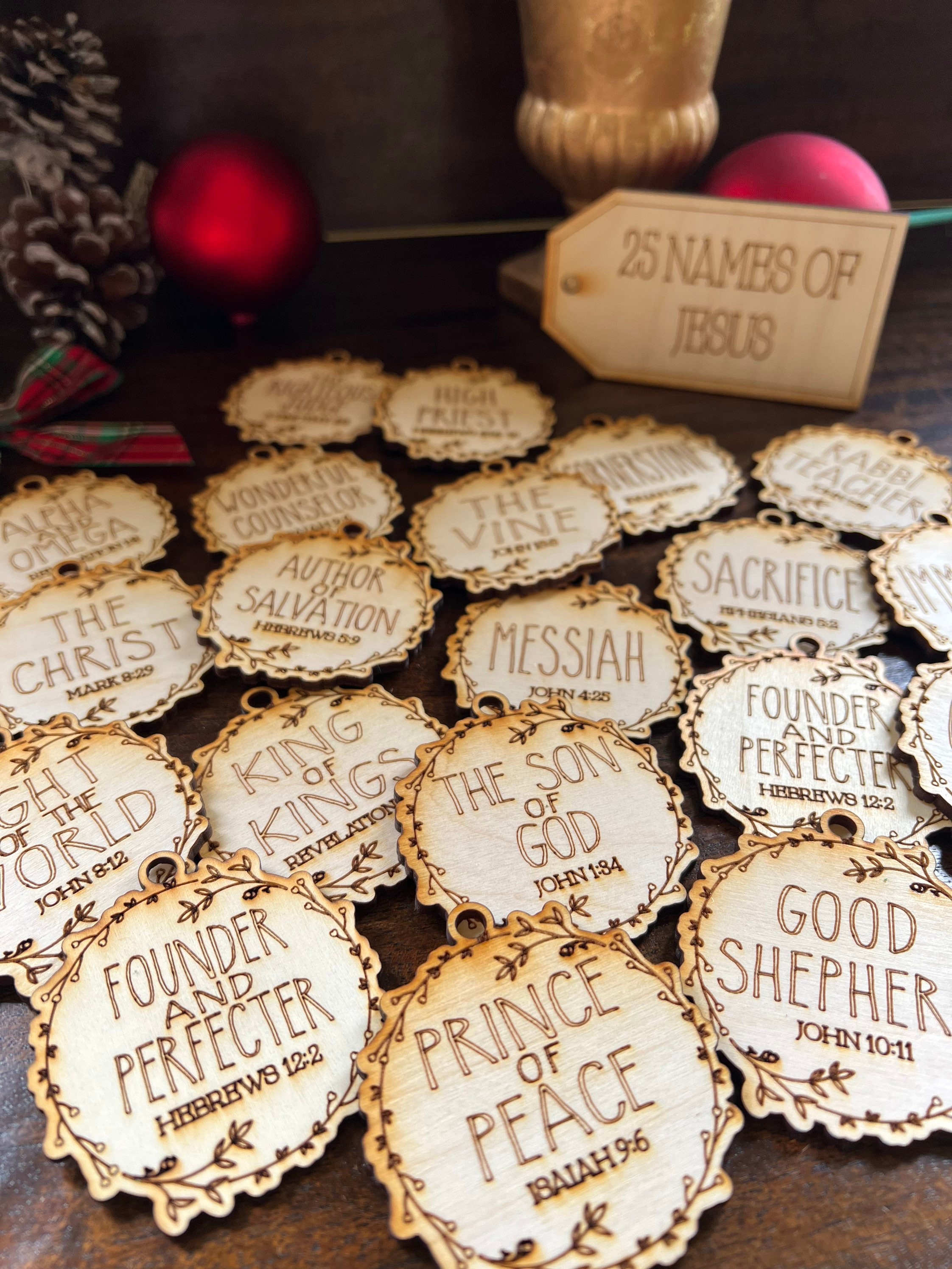 25 Names of Jesus Ornament Set, Gift Tags, Religious Ornaments ...
