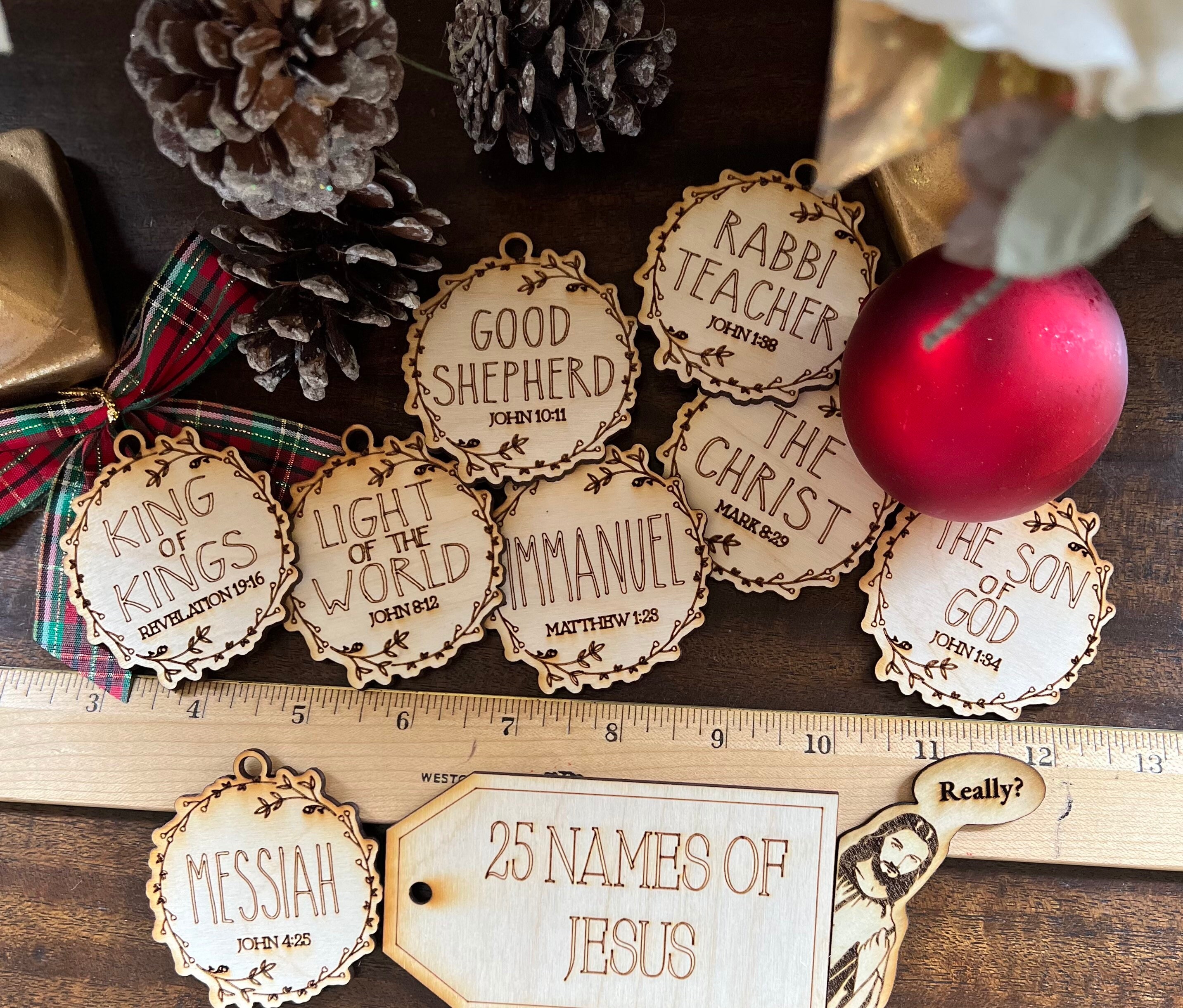 25 Names of Jesus Ornament Set, Gift Tags, Religious Ornaments ...