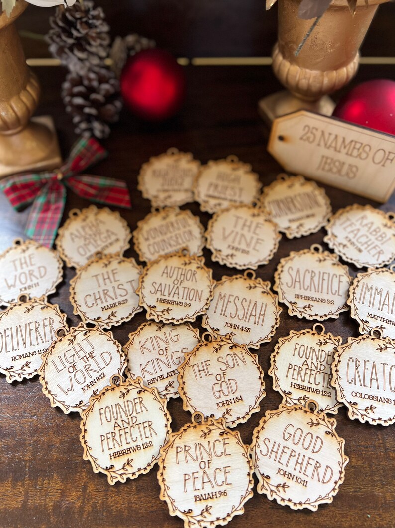 25 Names of Jesus Ornament Set, Gift Tags, Religious Ornaments ...