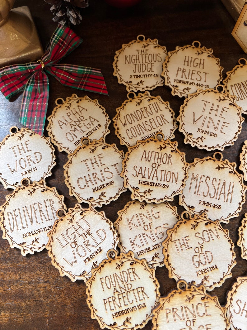 25 Names of Jesus Ornament Set, Gift Tags, Religious Ornaments ...