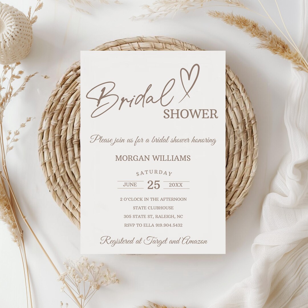 Minimalist Bridal Shower Invitation Modern Bridal Shower Invite Minimal ...