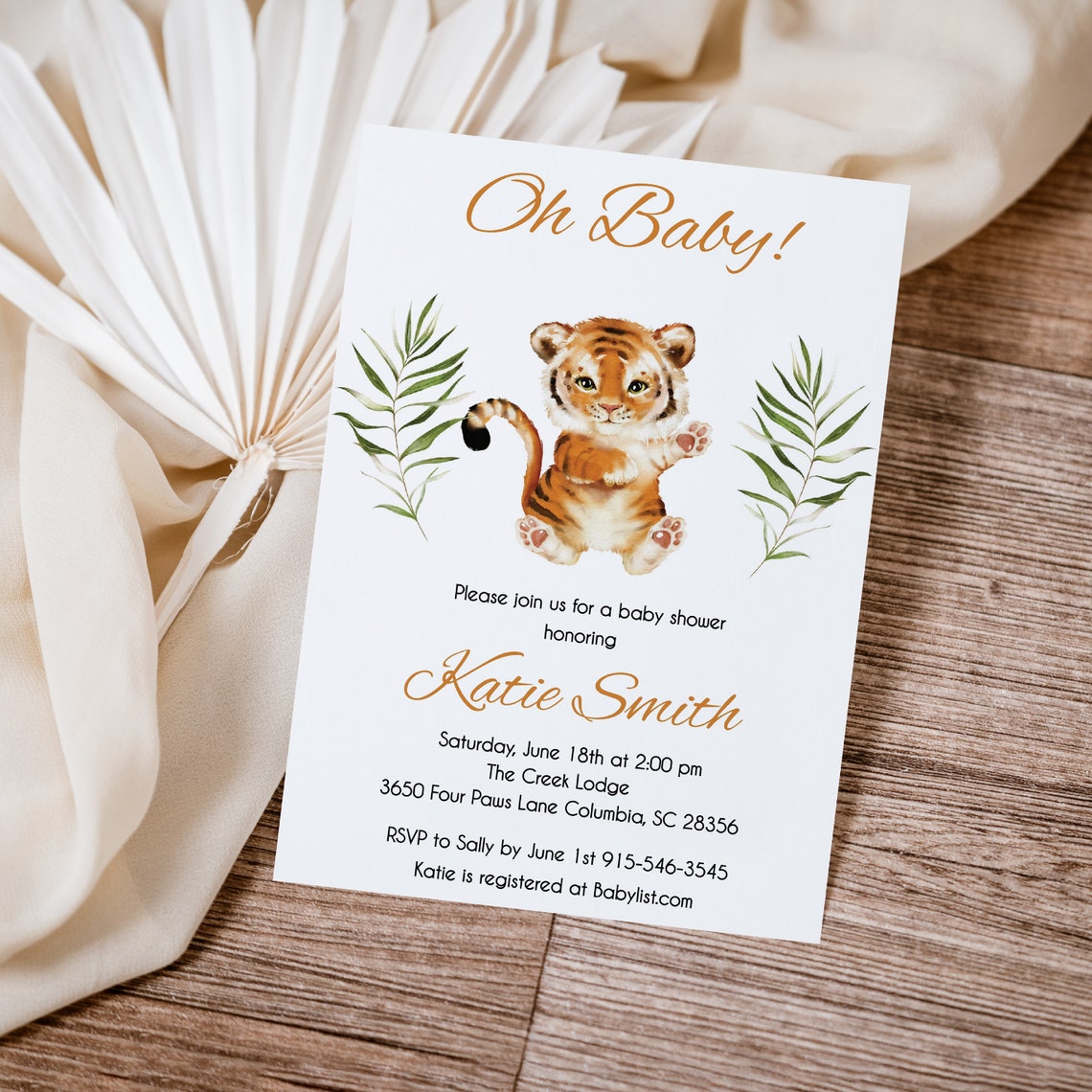 Tiger Baby Shower Invitation A Little Tiger is on the Way - Etsy