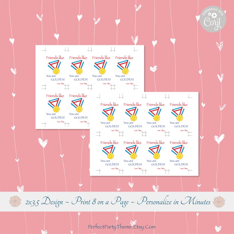Olympic Thank You Card Friends Like You Are Golden Favor Tag Olympic ...