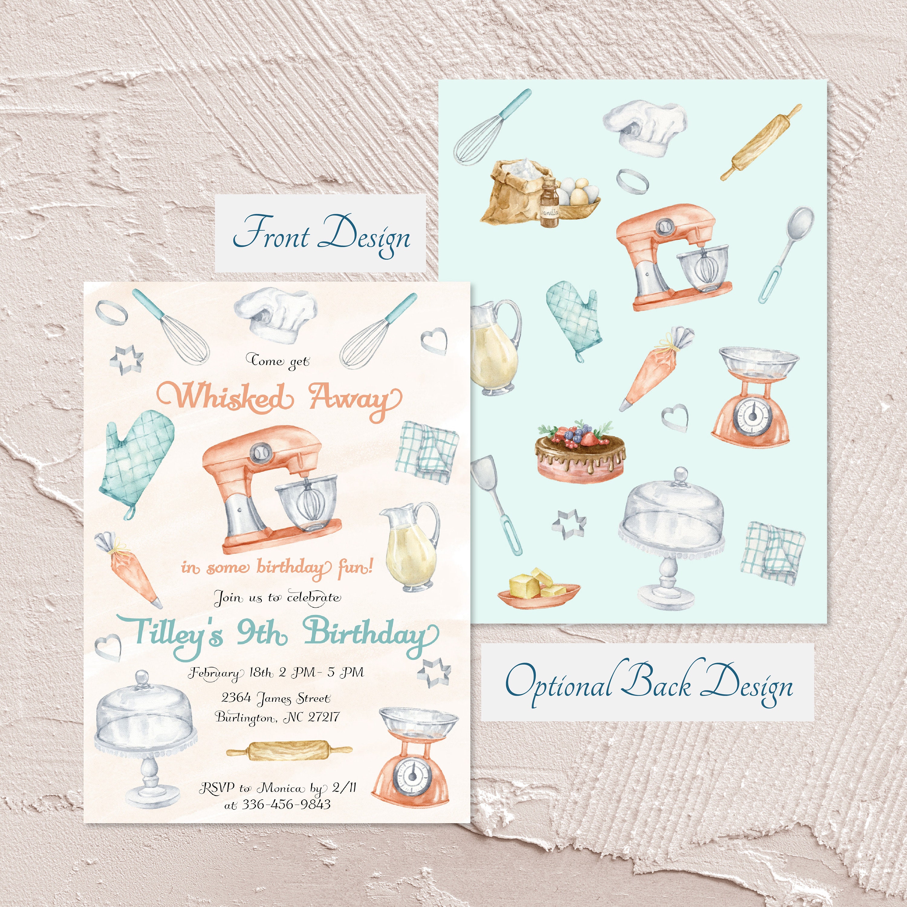 Baking Birthday Party Invitation, Kitchen Birthday Party Invite ...