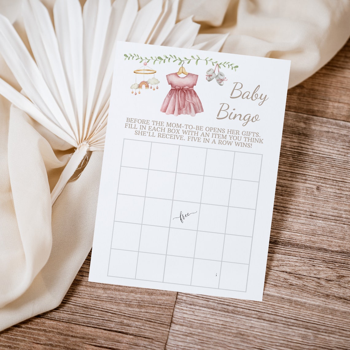 Girl Baby Shower Bingo, Printable Bingo Cards, Instant Download, Pre ...