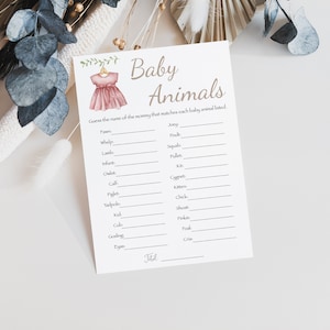 Baby Animal Game, Printable Baby Shower Game, Girl Baby Shower, Boho ...