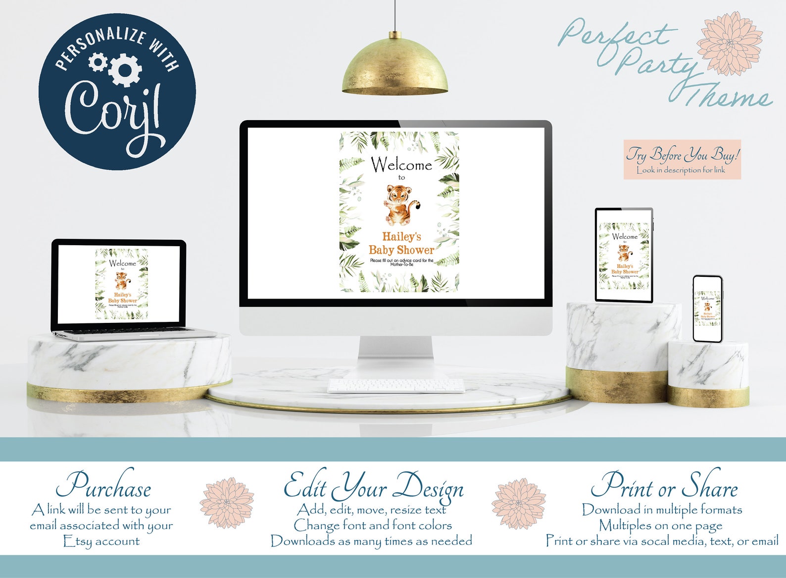 Editable Tiger Baby Shower Welcome Sign Tiger Shower Decor | Etsy