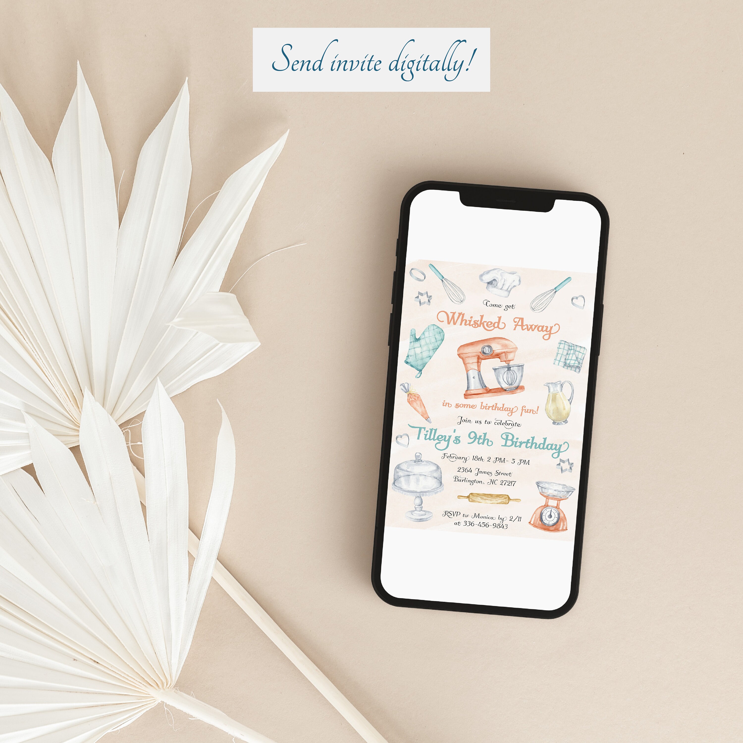 Baking Birthday Party Invitation, Kitchen Birthday Party Invite ...