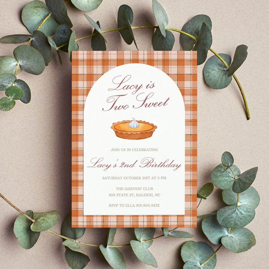 Cutie Pie Birthday Party Invitation, Two Sweet Kids Fall Birthday Party ...