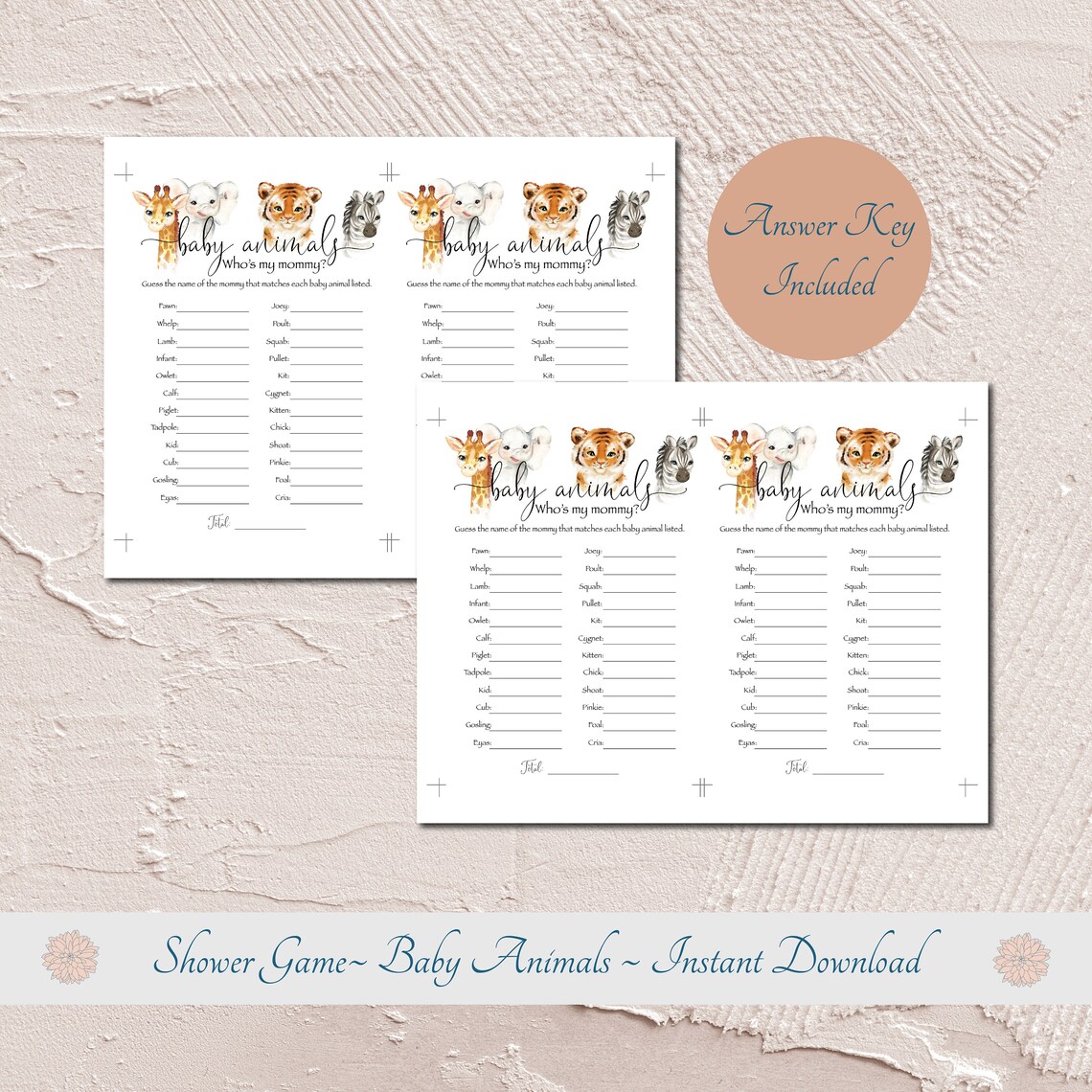 Jungle Baby Animal Game Printable Tiger Baby Shower Game - Etsy