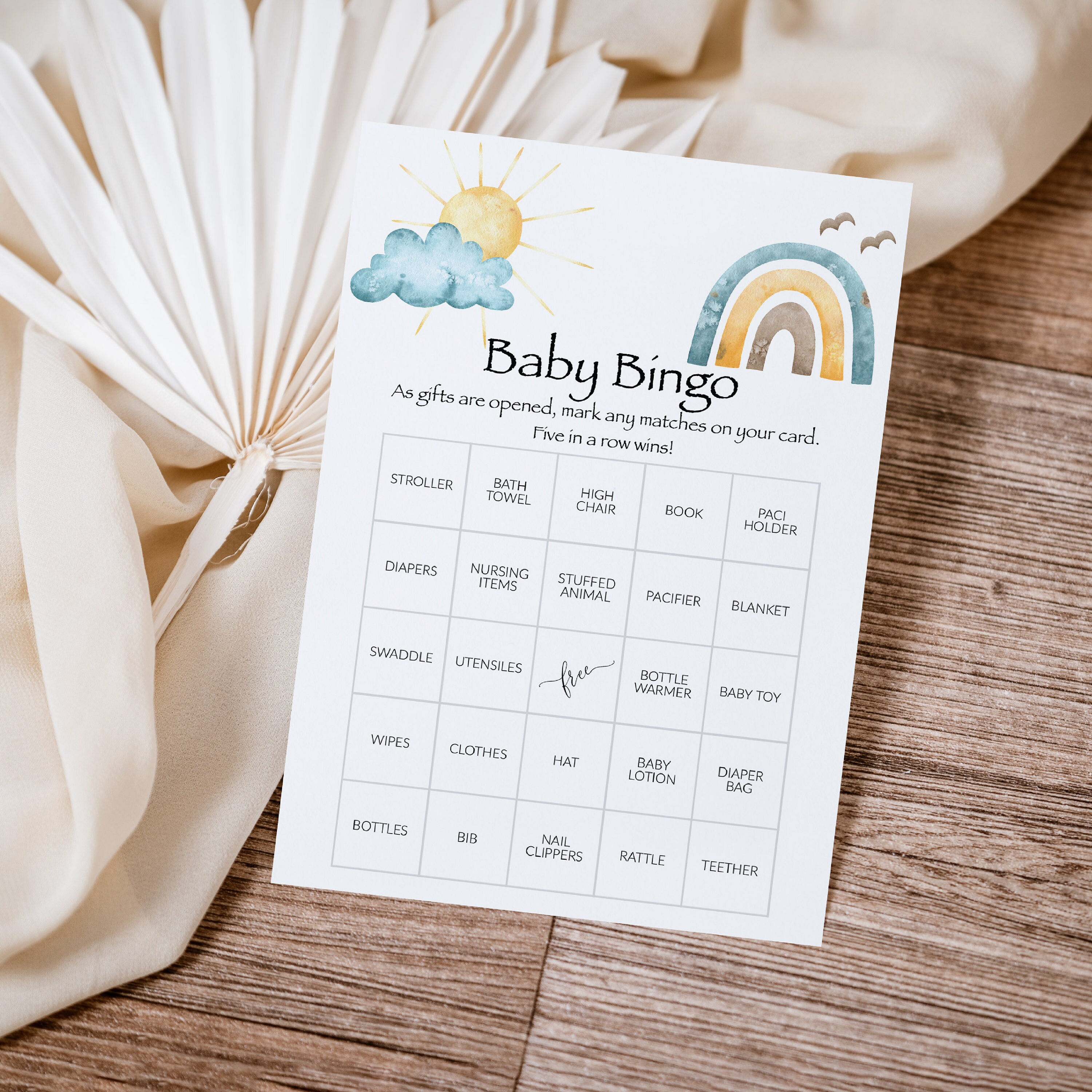 Sunshine Baby Bingo, Rainbow Printable Bingo Cards, Instant Download ...