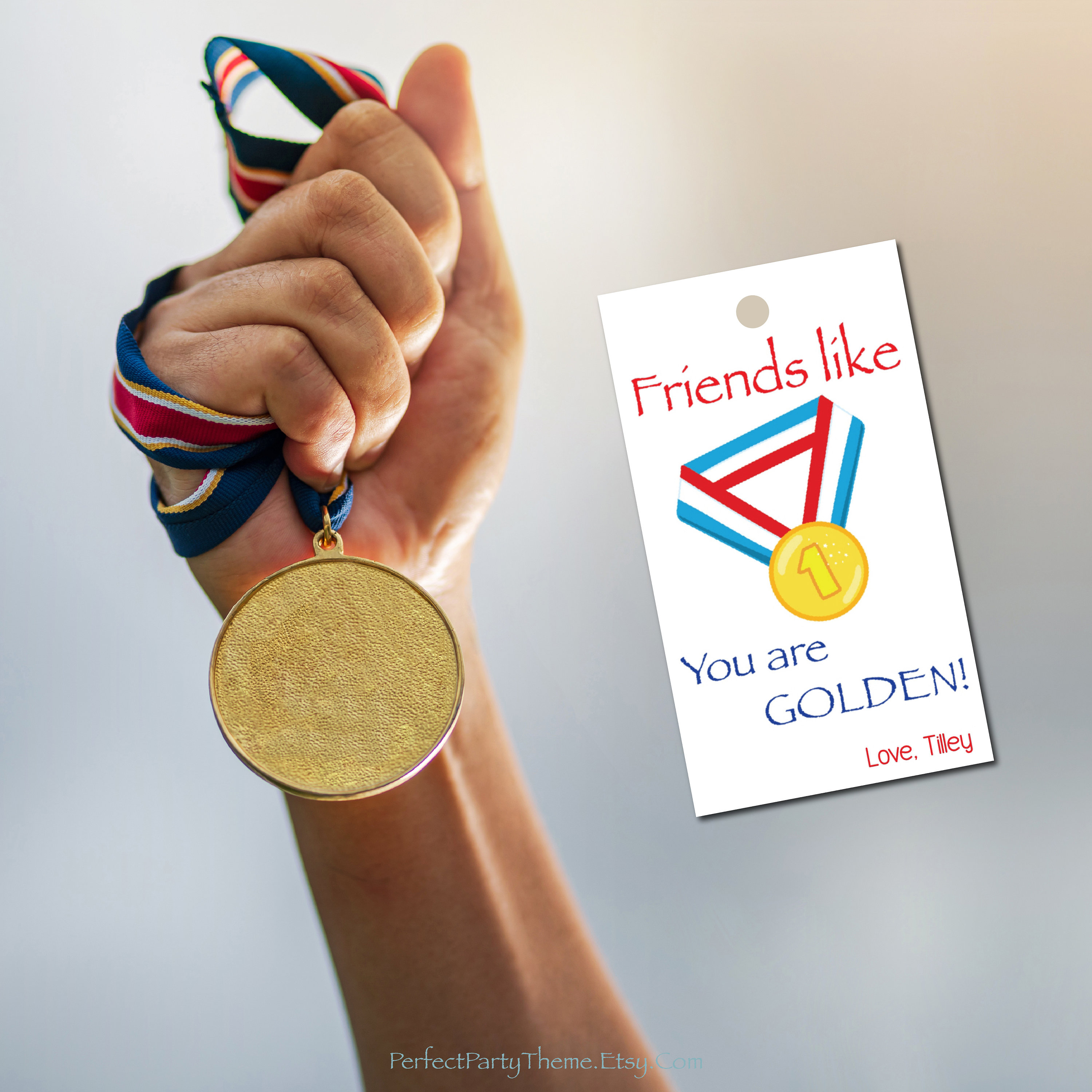 Olympic Thank You Card Friends Like You Are Golden Favor Tag Olympic ...
