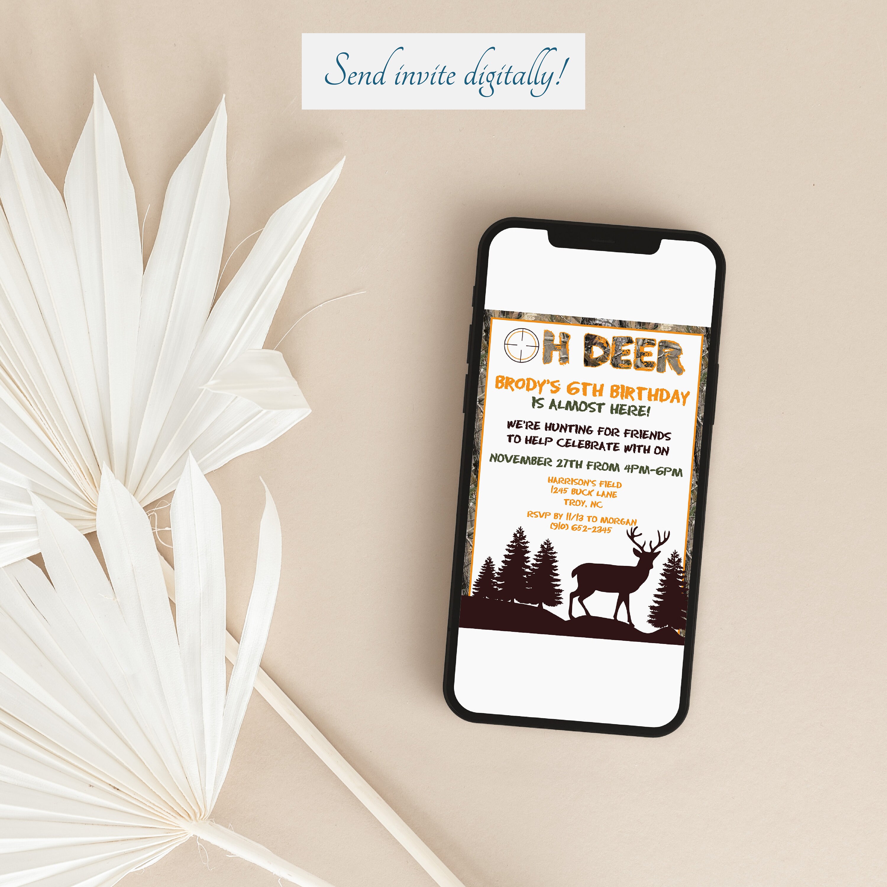 Hunting Birthday Invitation, Deer Birthday Invitation, Buck Party, Man ...