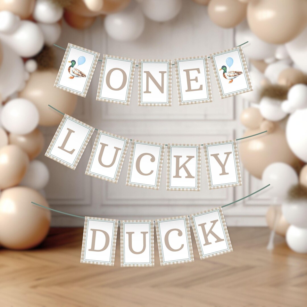 One Lucky Duck Birthday Banner Duck First Birthday Boy 1st Birthday ...