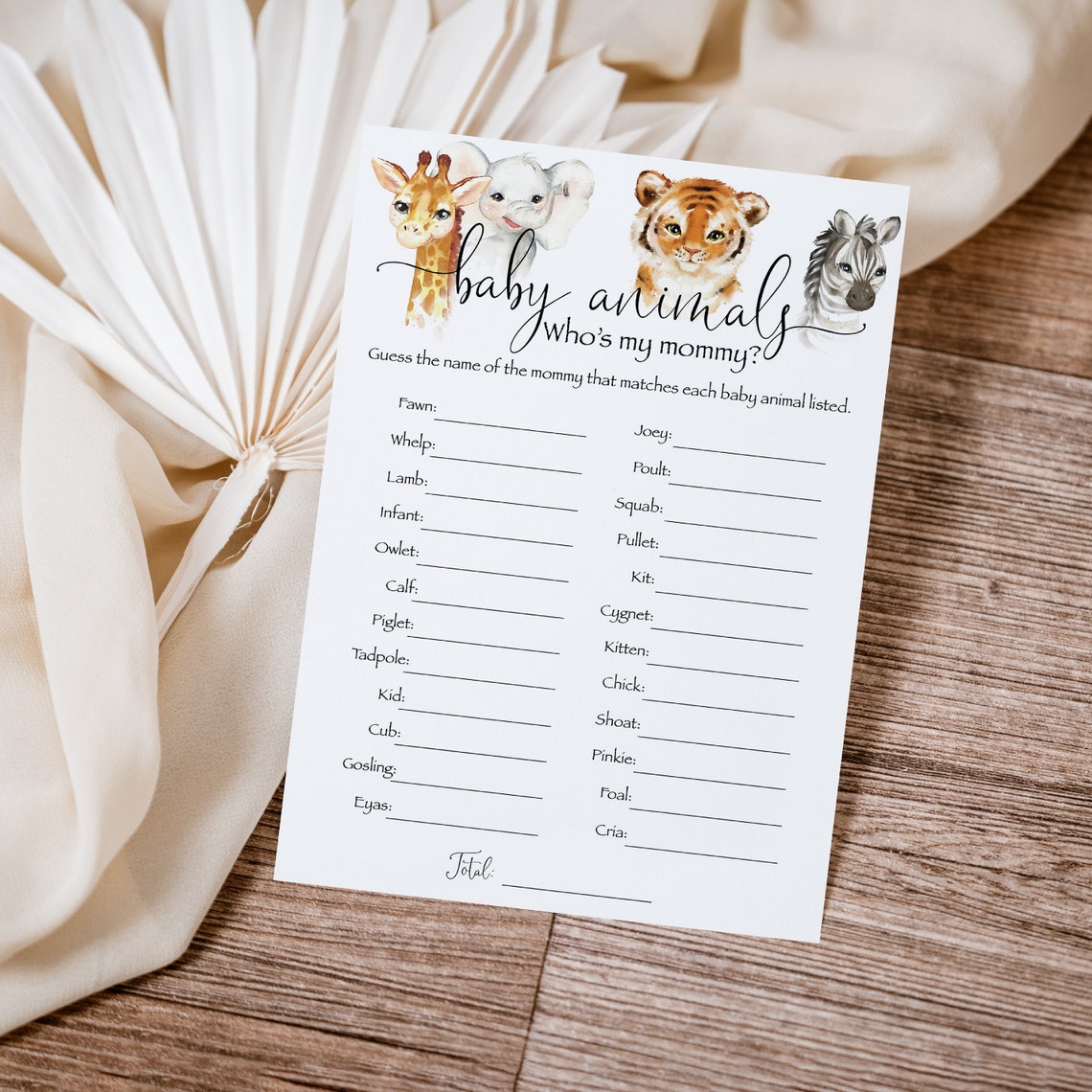 Jungle Baby Animal Game Printable Tiger Baby Shower Game - Etsy