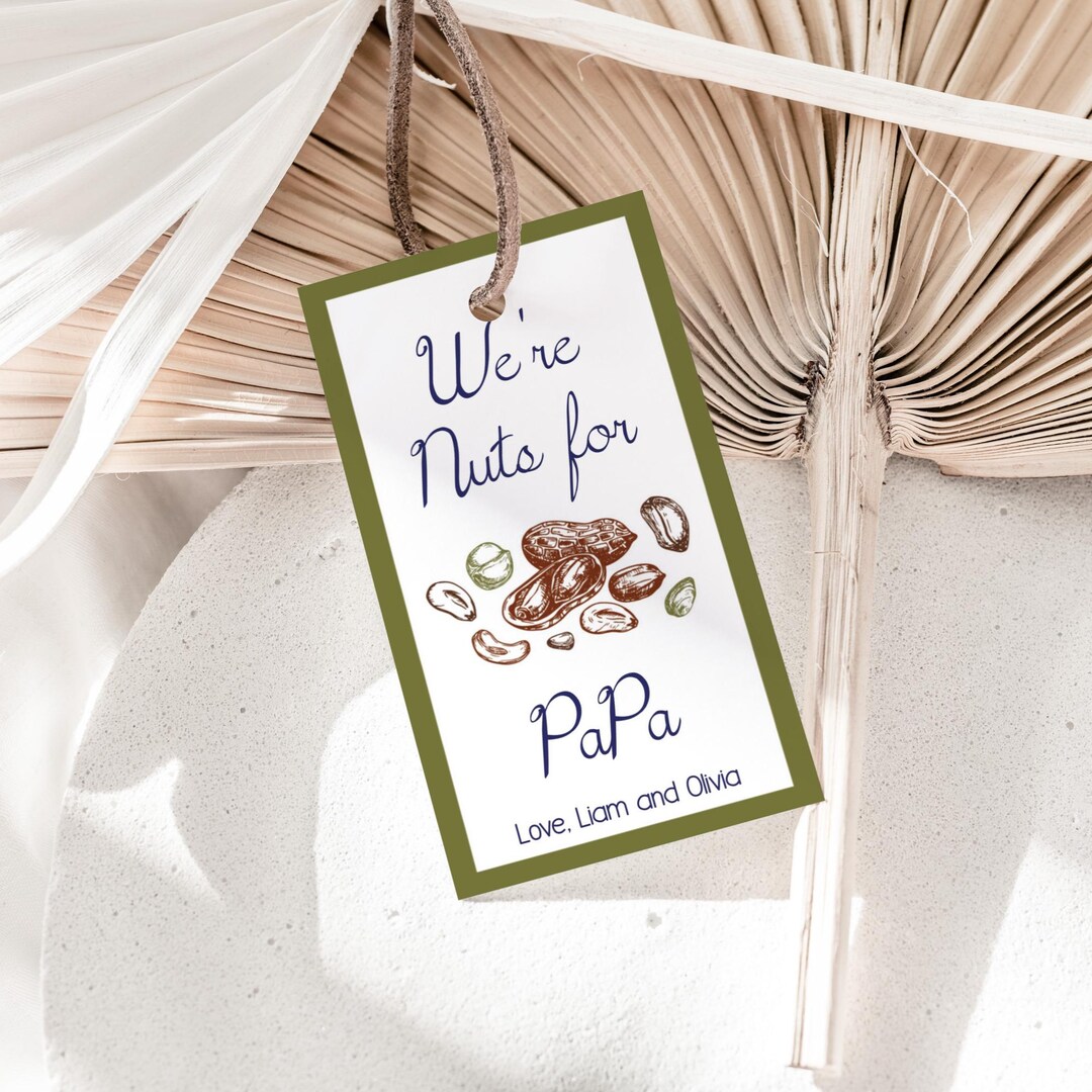 Nuts Father's Day Gift Tag for Grandpa Printable Nut Favor Tag for Dad ...