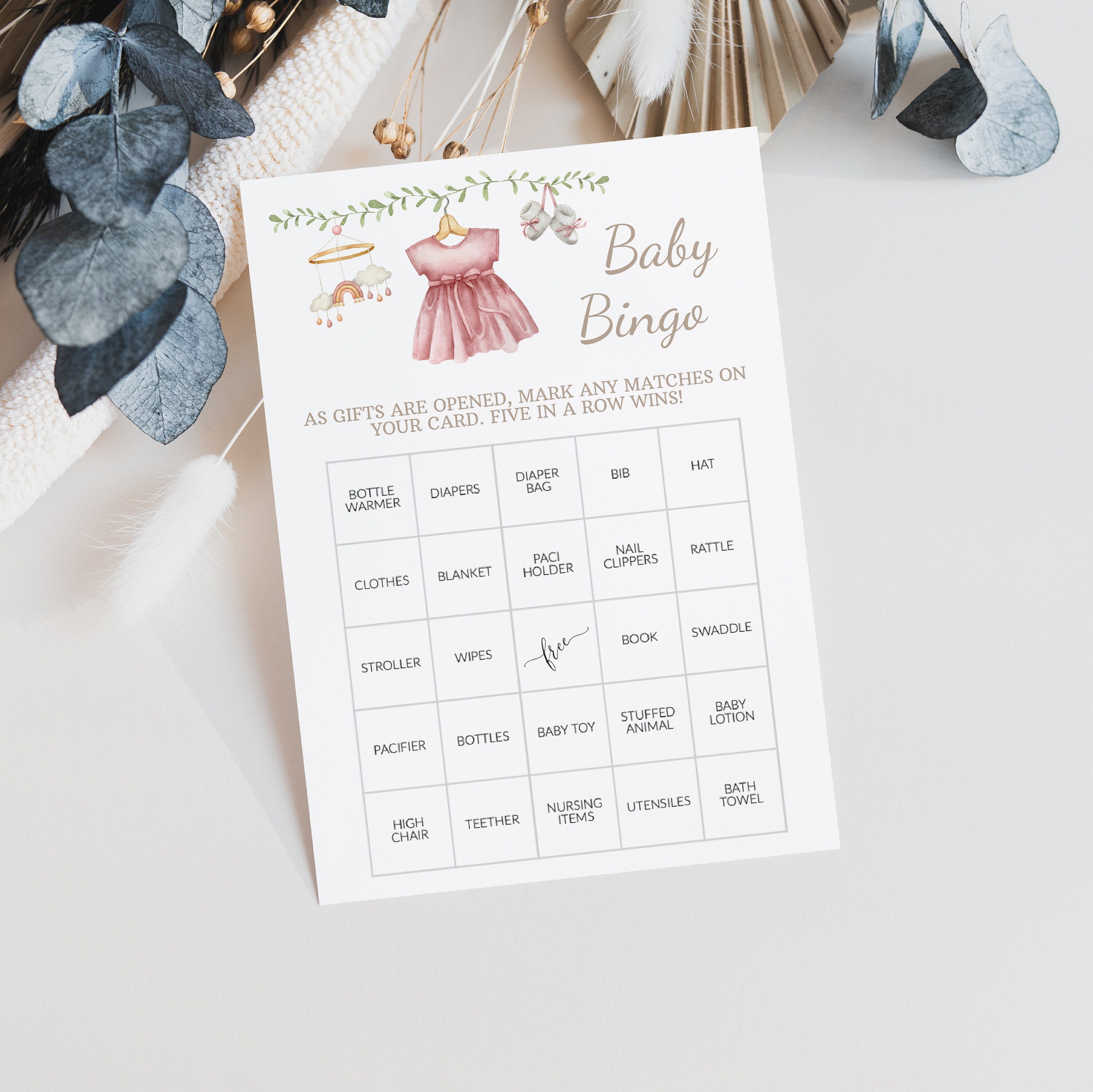 Girl Baby Shower Bingo, Printable Bingo Cards, Instant Download, Pre ...