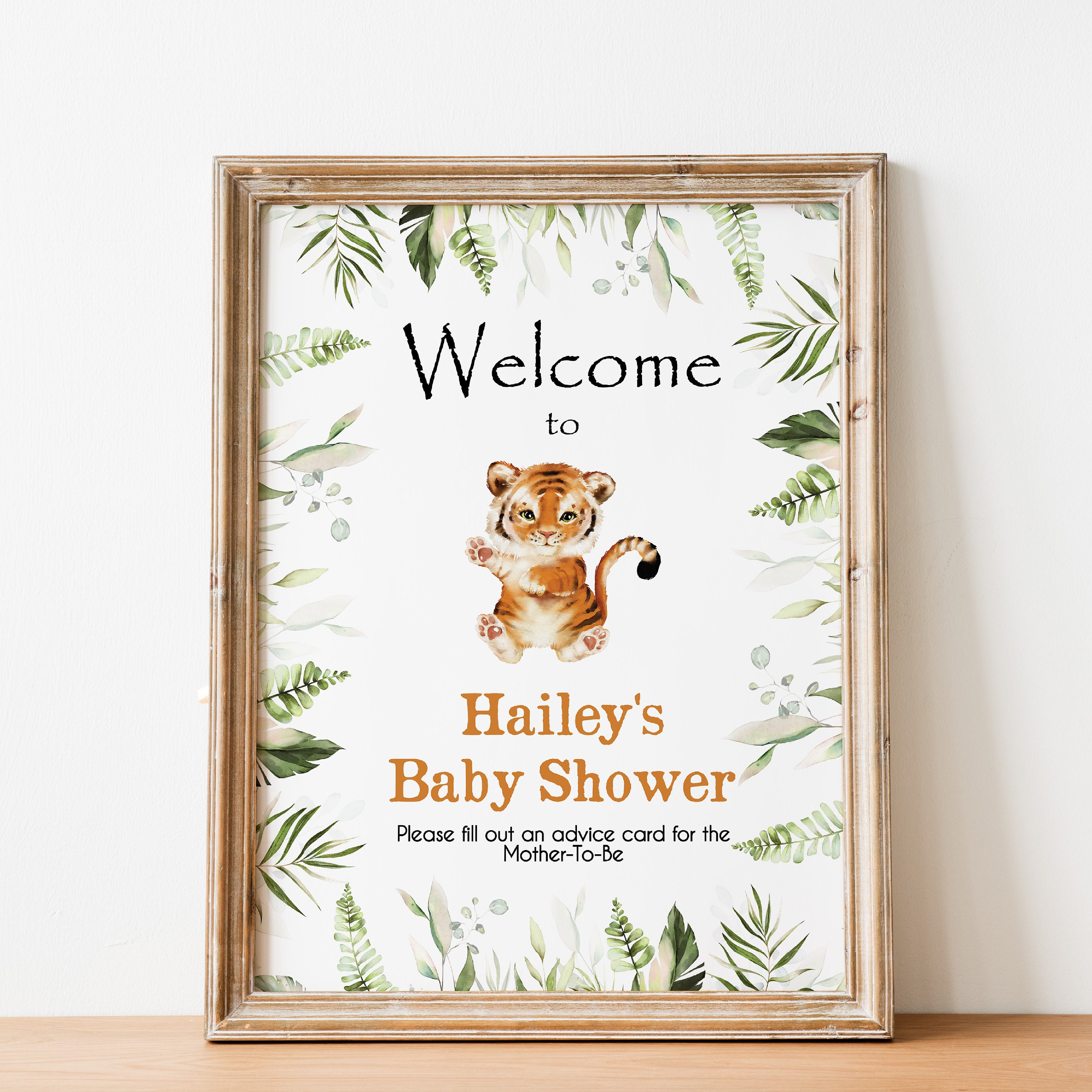 Editable, Tiger Baby Shower, Welcome Sign, Tiger Shower Decor, Party ...